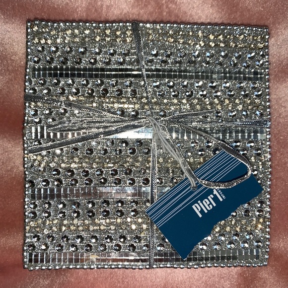 Pier 1 | Dining | Pier Silver Mirror And Rhinestone Coaster Set | Poshmark